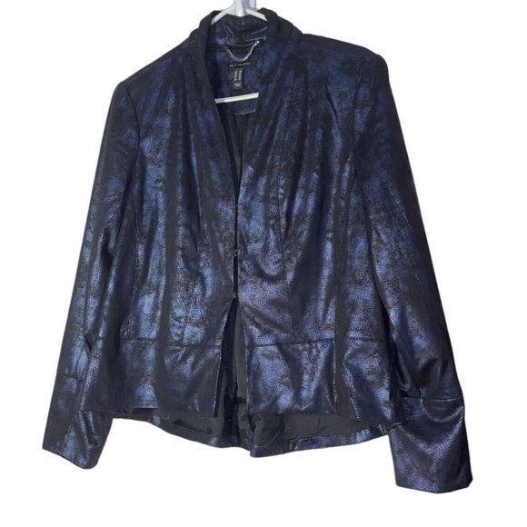 H by Halston | Jackets & Coats | H By Halston Distressed Metallic Faux ...